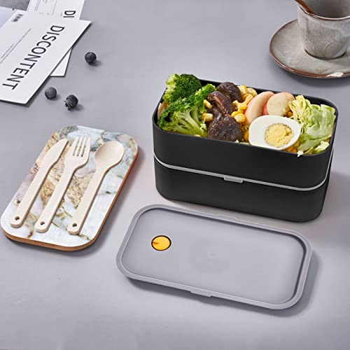 KOOLR Marble Print Bento Box Adult Lunch Box With 2 Compartments Stackable For Work Picnic Leak Proof Bento Box