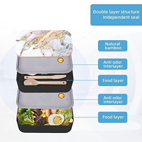 KOOLR Marble Print Bento Box Adult Lunch Box With 2 Compartments Stackable For Work Picnic Leak Proof Bento Box