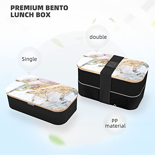 KOOLR Marble Print Bento Box Adult Lunch Box With 2 Compartments Stackable For Work Picnic Leak Proof Bento Box