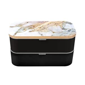 KOOLR Marble Print Bento Box Adult Lunch Box With 2 Compartments Stackable For Work Picnic Leak Proof Bento Box