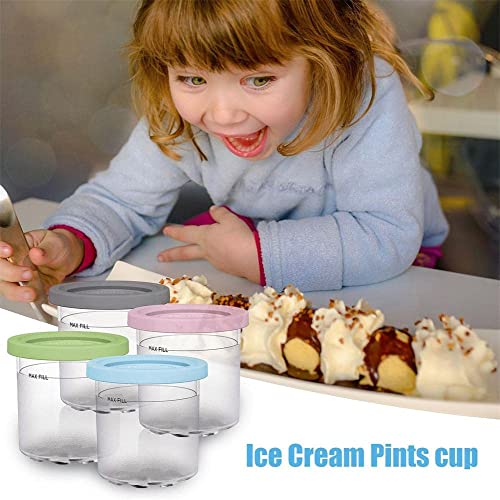 Ice Cream Pints Cup,Ice Cream Containers with Lids for Ninja Creami Pints,Safe & Leak Proof Ice Cream Pints Kitchen Accessories,for NC300S NC299AM Series Ice Cream Maker (2PCS-2)