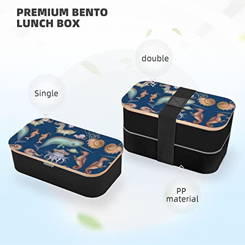 KOOLR Sea Animal Print Bento Box Adult Lunch Box With 2 Compartments Stackable For Work Picnic Leak Proof Bento Box