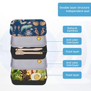 KOOLR Sea Animal Print Bento Box Adult Lunch Box With 2 Compartments Stackable For Work Picnic Leak Proof Bento Box