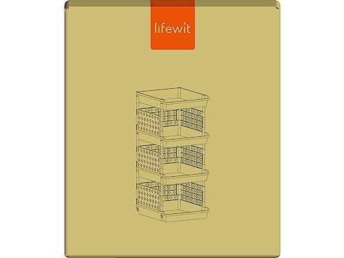 Lifewit Plastic Stackable Storage Baskets, 4 Tier Stacking Bins for Closet Wardrobe, Playroom, Kitchen and Pantry Organization, Large Capacity Multi-Functional Stackable Storage Containers Shelves