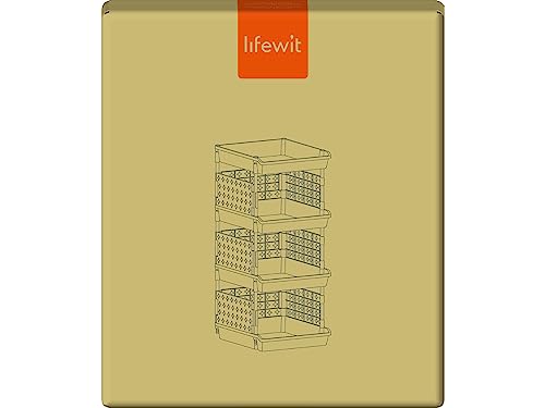 Lifewit Plastic Stackable Storage Baskets, 4 Tier Stacking Bins for Closet Wardrobe, Playroom, Kitchen and Pantry Organization, Large Capacity Multi-Functional Stackable Storage Containers Shelves