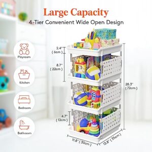 Lifewit Plastic Stackable Storage Baskets, 4 Tier Stacking Bins for Closet Wardrobe, Playroom, Kitchen and Pantry Organization, Large Capacity Multi-Functional Stackable Storage Containers Shelves