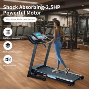 Folding Treadmill Electric with 12% Auto Incline & 15 Pre-Set Training Programs Large LCD Display Workout Running Machine Walking Jogging Running Exercise Machine for Home Office