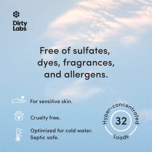 Dirty Labs | Laundry Detergent Sampler Kit | Signature, Murasaki & Free & Clear | 3x 32 Loads | Hyper-Concentrated | High Efficiency & Standard Machine Washing | Nontoxic, Biodegradable