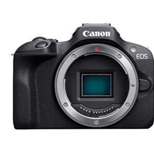 Canon EOS R100 Mirrorless Camera, RF Mount, 24.1 MP, DIGIC 8 Image Processor, Continuous Shooting, Eye Detection AF, Full HD Video, 4K, Small, Lightweight, Wi-Fi, Bluetooth, Content Creation