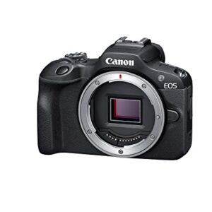 Canon EOS R100 Mirrorless Camera, RF Mount, 24.1 MP, DIGIC 8 Image Processor, Continuous Shooting, Eye Detection AF, Full HD Video, 4K, Small, Lightweight, Wi-Fi, Bluetooth, Content Creation