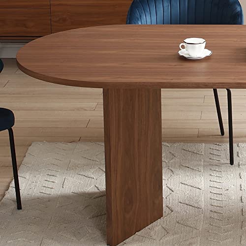 JURMALYN 78" Mid Century Dining Table Modern Wood Dining Room Table for 4 6 8 Walnut Oval Kitchen Table for Farmhouse Meeting Room Reception Room (Table Only)