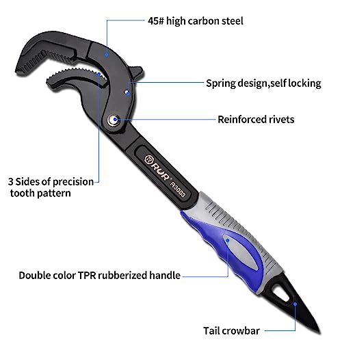 vomex Multi Universal Self Adjustable Wrenches - 2Pcs Sets,Non-Slip Handle,3 Sides Teeth Self Locking,Pipe Wrenches