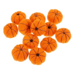 yardwe 12 pcs wool felt pumpkin nativity decor fall decor plush ornaments pumpkin shape hanging decor pumpkin pom pom wool felt banner xmas ornament christmas hanging decor xmas decors 3d