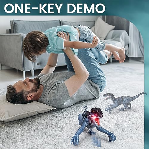 Tecnock Remote Control Dinosaurs, Mini Dinosaur Toys for Kids 3-5 5-7, 2.4GHz Walking RC Robot Dinosaur with Lights, Gifts for Boys Girls Age 4 5 6 7 8-12