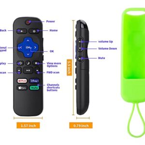 Universal Remote for Roku TV, Replacement Remote with Remote Case, Compatible with TCL Hisense Sharp Philips JVC RCA Sanyo LG Haier Roku TVs, Not for Roku Stick and Box