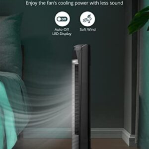 Delvit Tower Fan, Oscillating Quiet Cooling Fan with Remote, Digital Thermostat,12H Timer, 3 Speeds & 4 Modes, Portable Stand Up Floor Bladeless Fan for Bedroom, Living Room, Kitchen, Office