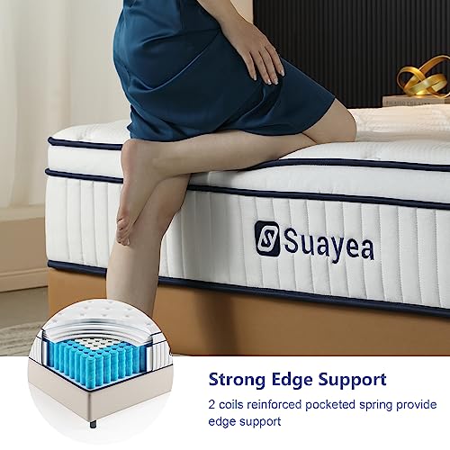 SUAYEA Full Mattress, 12 Inch Full Size Mattress in a Box, Medium Firm Matterss with Pocket Spring and Soft Foam, Ultimate Motion Isolation, Strong Edge Support, Hybrid Mattress