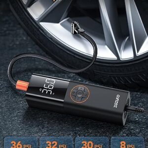 ZGZUXO Tire Inflator Portable Air Compressor,DC 12V Small Pump for Car Tires,150PSI Electric with Digital Pressure Gauge,LED Light Motorcycle Bike Ball,Bike Pump,Black-orange (CZK-3640)