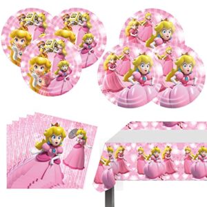 princess peach party supplies,girls birthday table plates and napkins tablecloth cover centerpiece mario theme decoration