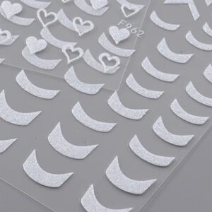 JMEOWIO 8 Sheets French Tip Nail Art Stickers Decals Self-Adhesive Pegatinas Uñas White Line Nail Supplies Nail Art Design Decoration Accessories