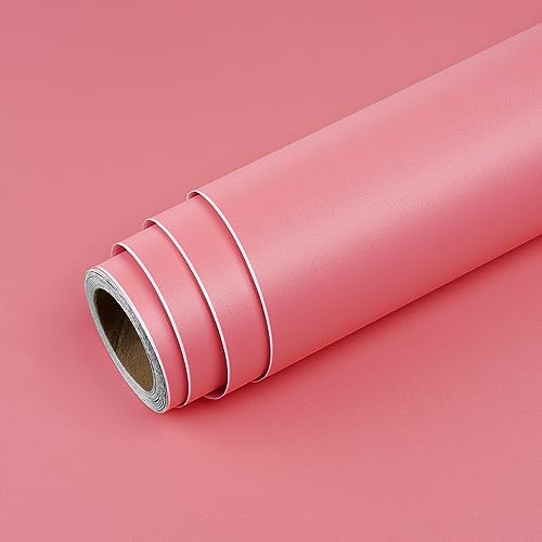 Livelynine Blush Pink Wallpaper Stick and Peel Removable Neon Contact Paper Peel and Stick Wallpaper for Bedroom Girls Kids Room Locker Classroom Coral Pink Vinyl Wrap for Cabinets Desk 15.8x78.8