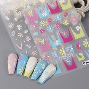 JMEOWIO 6 Sheets Flower Daisy Nail Art Stickers Decals Self-Adhesive Pegatinas Uñas Spring Summer Floral Nail Supplies Nail Art Design Decoration Accessories