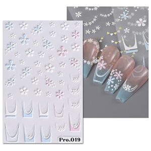 JMEOWIO 6 Sheets Flower Daisy Nail Art Stickers Decals Self-Adhesive Pegatinas Uñas Spring Summer Floral Nail Supplies Nail Art Design Decoration Accessories