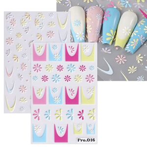 JMEOWIO 6 Sheets Flower Daisy Nail Art Stickers Decals Self-Adhesive Pegatinas Uñas Spring Summer Floral Nail Supplies Nail Art Design Decoration Accessories