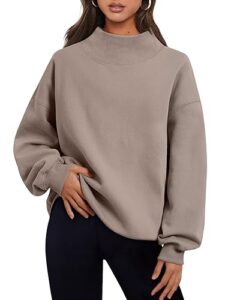 trendy queen oversized sweatshirts for women turtleneck pullover fleece long sleeve hoodies tops fall outfits y2k fashion clothes