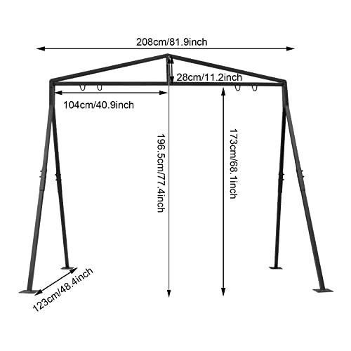 WUPYI Upgraded Metal Porch Swing Stand with 4 Hooks,Heavy Duty 440 LBS Weight Capacity Hanging Swing Frame Set for Outdoor Backyard Patio