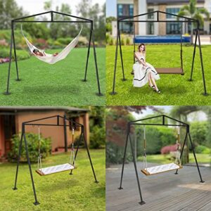 WUPYI Upgraded Metal Porch Swing Stand with 4 Hooks,Heavy Duty 440 LBS Weight Capacity Hanging Swing Frame Set for Outdoor Backyard Patio