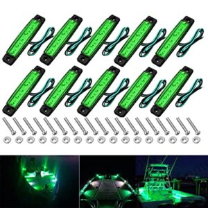 huinengyuan 10pcs 3.8” 6 led green indicator light truck camper side marker light marine boat stern light yacht kayak sailboat trailer bus rv clearance light 12v dc, 2 years warranty