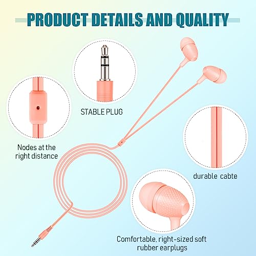 Xuhal 300 Pack Earbuds Bulk Macaron Colors Mixed Earphones 3.5 mm Classroom Headphones Earbuds Wired in Ear Headphones for Schools Classrooms Students Teens Children Gift and Adult