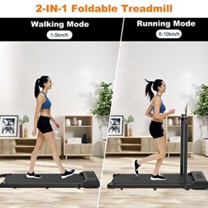 Walking Pad Under Desk Treadmill - Gywowken 2 in 1 Foldable Treadmill Walking Pad for Home Office, 2.5HP Portable Desk Treadmills with Remote Control for Walking Jogging Running