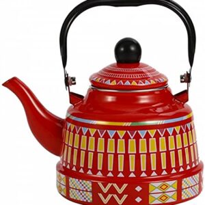 DEPILA 1.5l-2.5l Enamel Cup, Pear Shaped Pot Kettle, Enameled Gas Kettle, Enamel Coffee Pot,Household Kettles,for Kitchen Hotel Restaurant-Red||1.7L Teapot (Color : Red, Size : 1.1L)