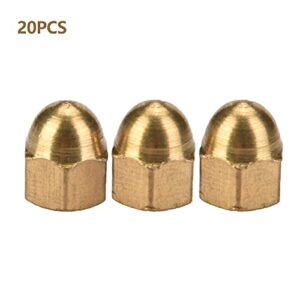 Brass Acorn Nut Kit Dome Brass Hex Acorn, M5 Brass Acorn Nuts Head Cap Hex Nuts Set Vehicle Fasteners (M3(20PCS))