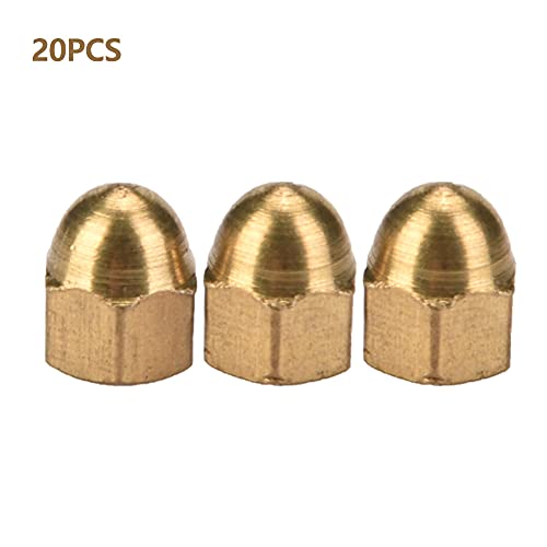 Brass Acorn Nut Kit Dome Brass Hex Acorn, M5 Brass Acorn Nuts Head Cap Hex Nuts Set Vehicle Fasteners (M3(20PCS))