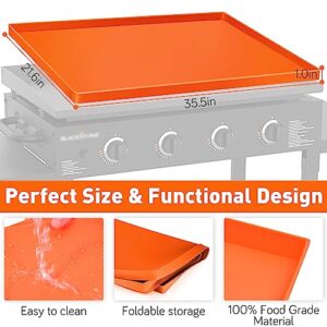 Wohbay Griddle Mat for Blackstone, 36" Food-Grade Silicone Cover Mat for Griddle Surface, Griddle Accessories, Griddle Outdoor Protector - Orange