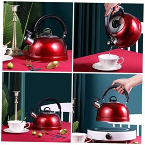 STOBAZA 3pcs Buzzing Kettle Induction Tea Kettle Cordless Kettle Camping Tea Kettle Water Kettle Stovetop Stainless Steel Whistling Teapot Boiling Tea Kettle Water Pot Anti-rust Kettle Red