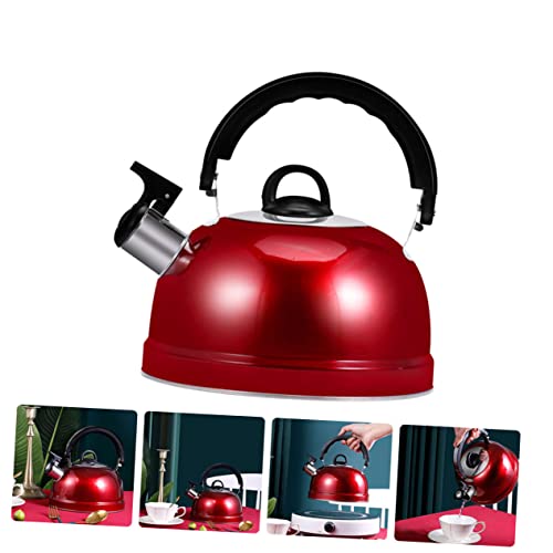 STOBAZA 3pcs Buzzing Kettle Induction Tea Kettle Cordless Kettle Camping Tea Kettle Water Kettle Stovetop Stainless Steel Whistling Teapot Boiling Tea Kettle Water Pot Anti-rust Kettle Red