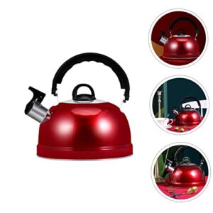 STOBAZA 3pcs Buzzing Kettle Induction Tea Kettle Cordless Kettle Camping Tea Kettle Water Kettle Stovetop Stainless Steel Whistling Teapot Boiling Tea Kettle Water Pot Anti-rust Kettle Red