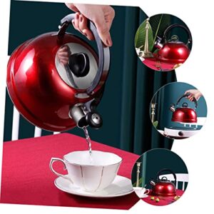 STOBAZA 3pcs Buzzing Kettle Induction Tea Kettle Cordless Kettle Camping Tea Kettle Water Kettle Stovetop Stainless Steel Whistling Teapot Boiling Tea Kettle Water Pot Anti-rust Kettle Red