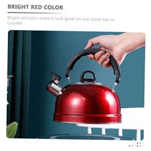 STOBAZA 3pcs Buzzing Kettle Induction Tea Kettle Cordless Kettle Camping Tea Kettle Water Kettle Stovetop Stainless Steel Whistling Teapot Boiling Tea Kettle Water Pot Anti-rust Kettle Red