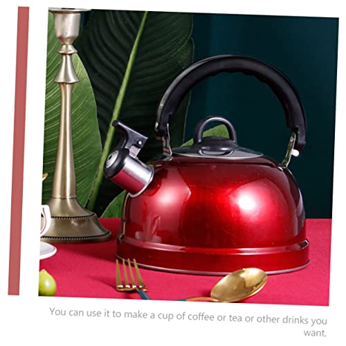 STOBAZA 3pcs Buzzing Kettle Induction Tea Kettle Cordless Kettle Camping Tea Kettle Water Kettle Stovetop Stainless Steel Whistling Teapot Boiling Tea Kettle Water Pot Anti-rust Kettle Red