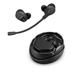 jlab work buds in-ear true wireless headset with detachable noise-canceling boom mic, black, long 55+ total hours playtime, bluetooth multipoint, usb-c charging dock