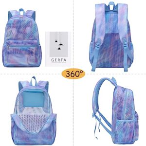 Dafelile Mesh Backpack for Girls Semi-Transparent Mesh School Backpack 2 Pcs Casual Bags Bookbag Lightweight Transparent School Bookbag