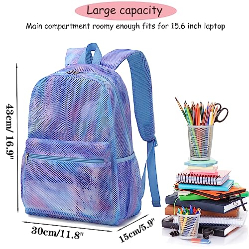 Dafelile Mesh Backpack for Girls Semi-Transparent Mesh School Backpack 2 Pcs Casual Bags Bookbag Lightweight Transparent School Bookbag