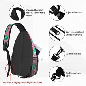 NiuKom Cute Green Frogs Pink Crossbody Bags for Women Trendy Sling Backpack Men Chest Shoulder Bag Gym Cycling Travel Hiking Daypack