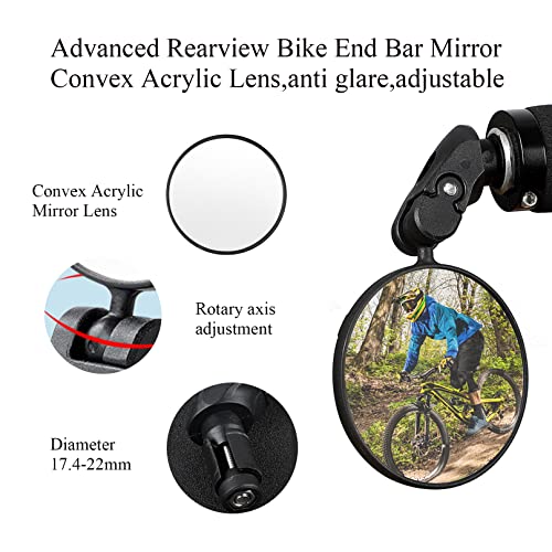 REMAROVE Bike Mirror Bicycle Rear View Mirror Adjustable Bike Bar End Mirror HD Wide Angle Convex Lens