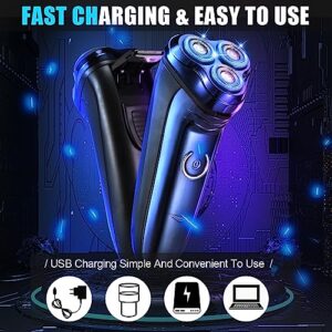 Electric Razor For Men, Rechargeable Men'S Electric Shaver, 9D Floating Head Electric Razor Rotary Shaver For Men Waterproof IPX7 Wet & Dry Shaving With Pop-Up Sideburn Trimmer Home Office Travel Trip